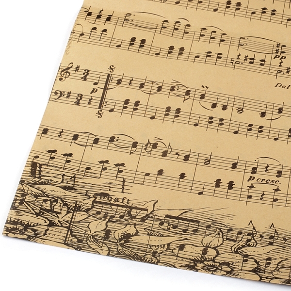 BALÍCÍ PAPÍR hnědý přírodní s notami 50x75cm 1ks - svatebnívýzdoba.cz